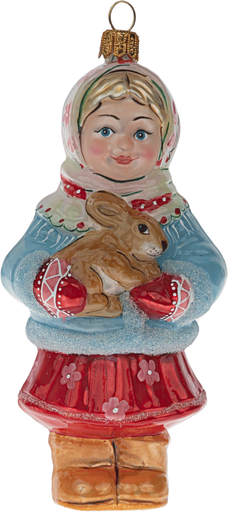 Девочка с кроликом, елочная игрушка Impuls, авторская ручная работа