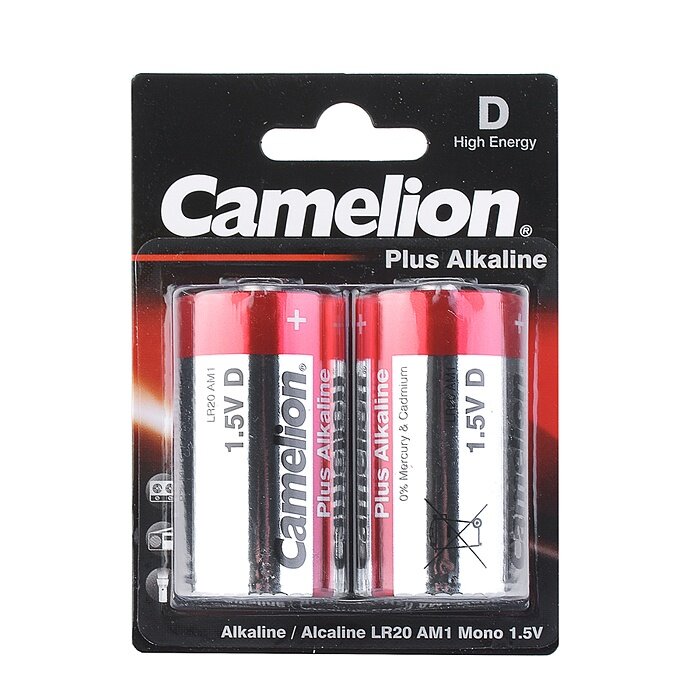 Батарейки Camelion алкалиновые Plus LR20-BP2 LR20 BL2 (06865)