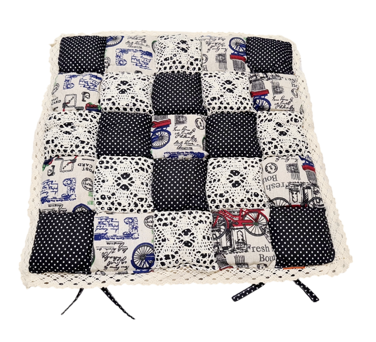 Подушка на стул Прованс SP6018/сидушка на стул/на завязках/подушка Пэчворк