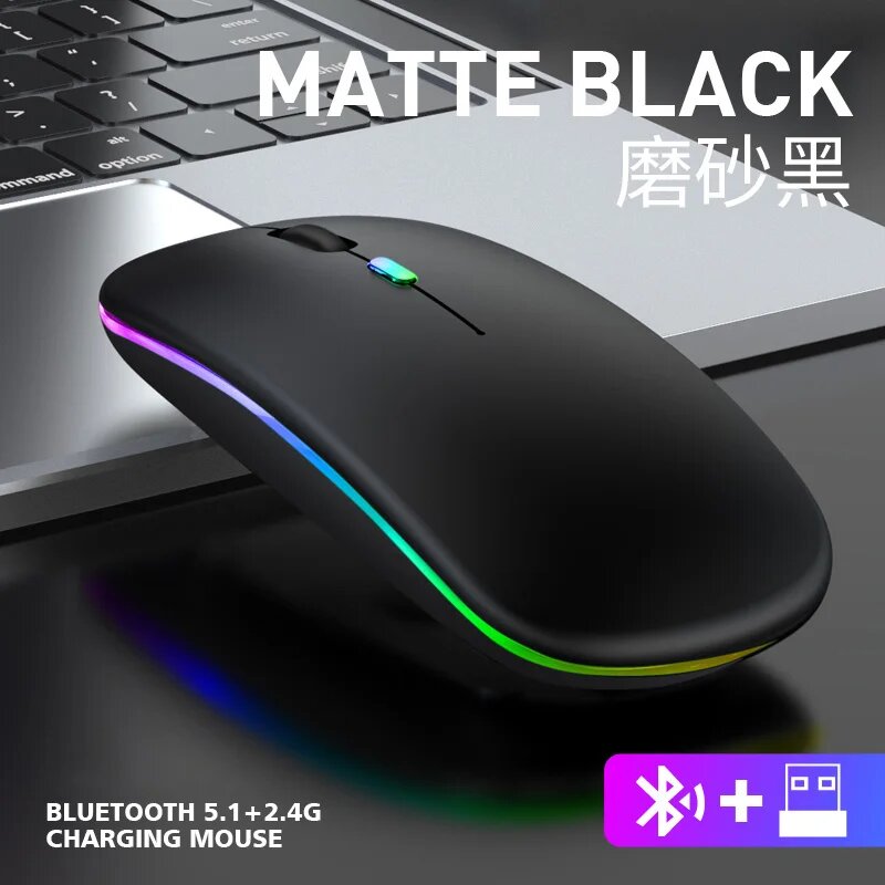 Беспроводная мышь Black RGB Bluetooth 5.1+2.4G