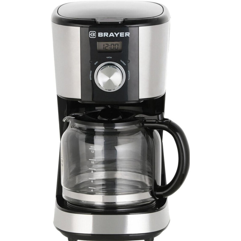 Кофеварка Brayer 900 Вт, 1.5 л, таймер, LCD-дисп, противокап сист