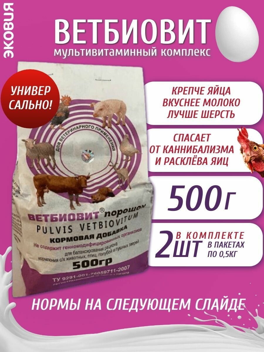 500г Ветбиовит (витаминно-минеральный-аминокислотный комплекс), 2 шт