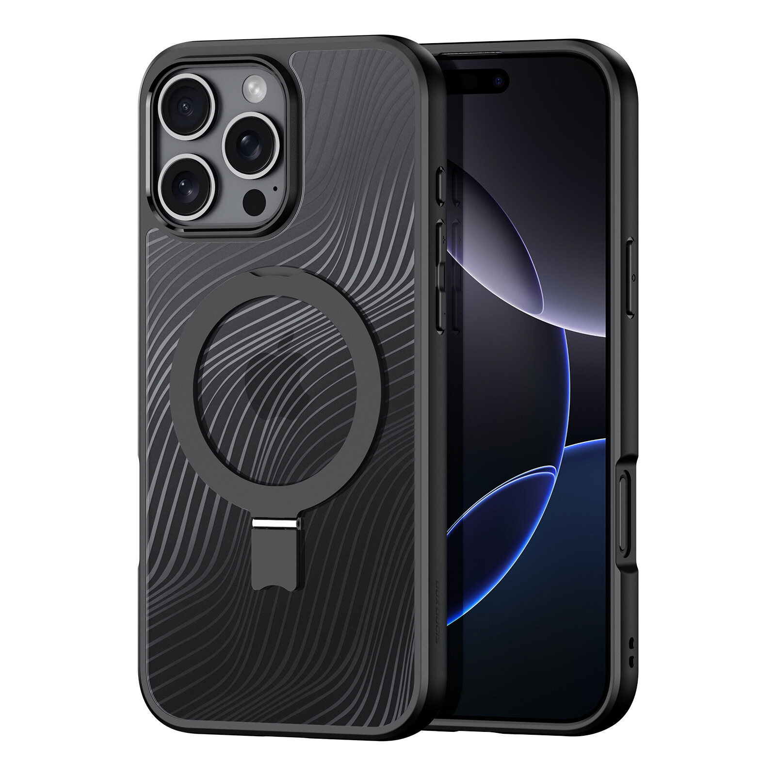 Чехол с поддержкой MagSafe от Dux Ducis для iPhone 16 Pro Max, серия Aimo Mag (версия с магнитной откидной подставкой)