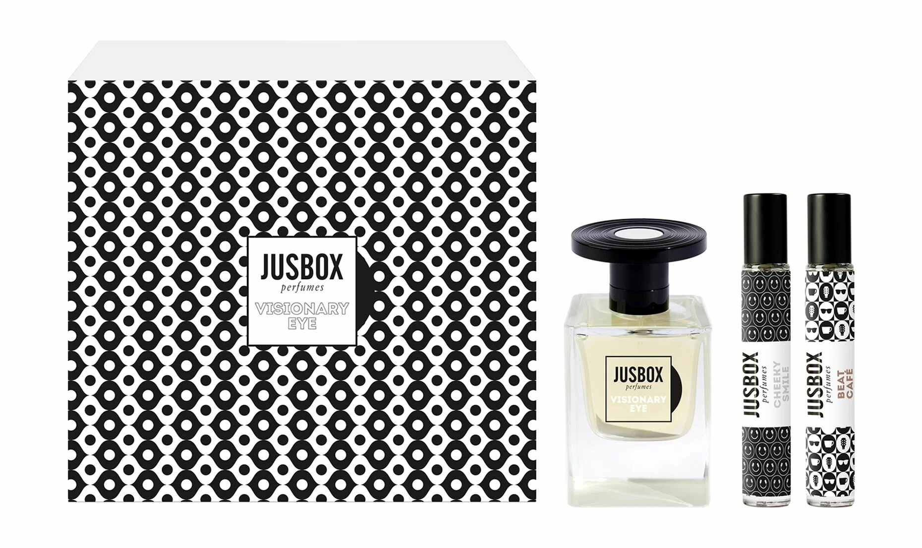 Jusbox набор: visionary eye 78ml + beat cafe 7.8ml + cheeky smile 7.8ml парфюмерная вода марка
