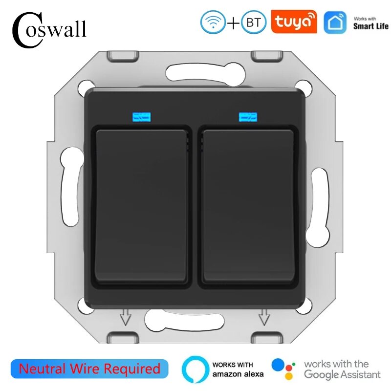 COSWALL умная настенная розетка S-01OG черная WIFI Tuya 2G