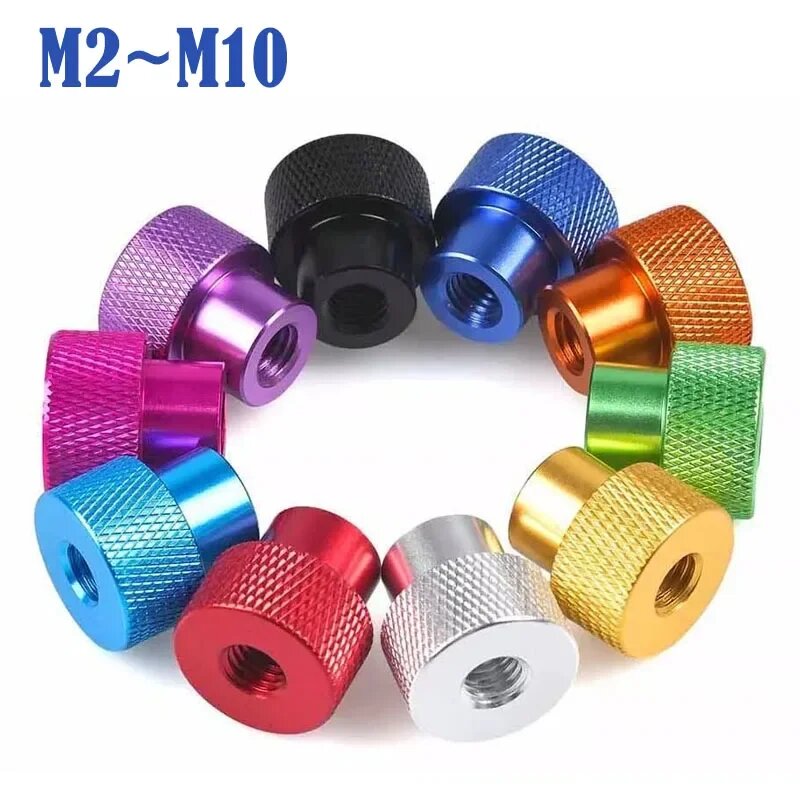 Гайки с накатанной головкой M2 M2.5 M3 M3.5 M4 M5 M6 M8 M10 алюминиевые M8-1pcs, Silver