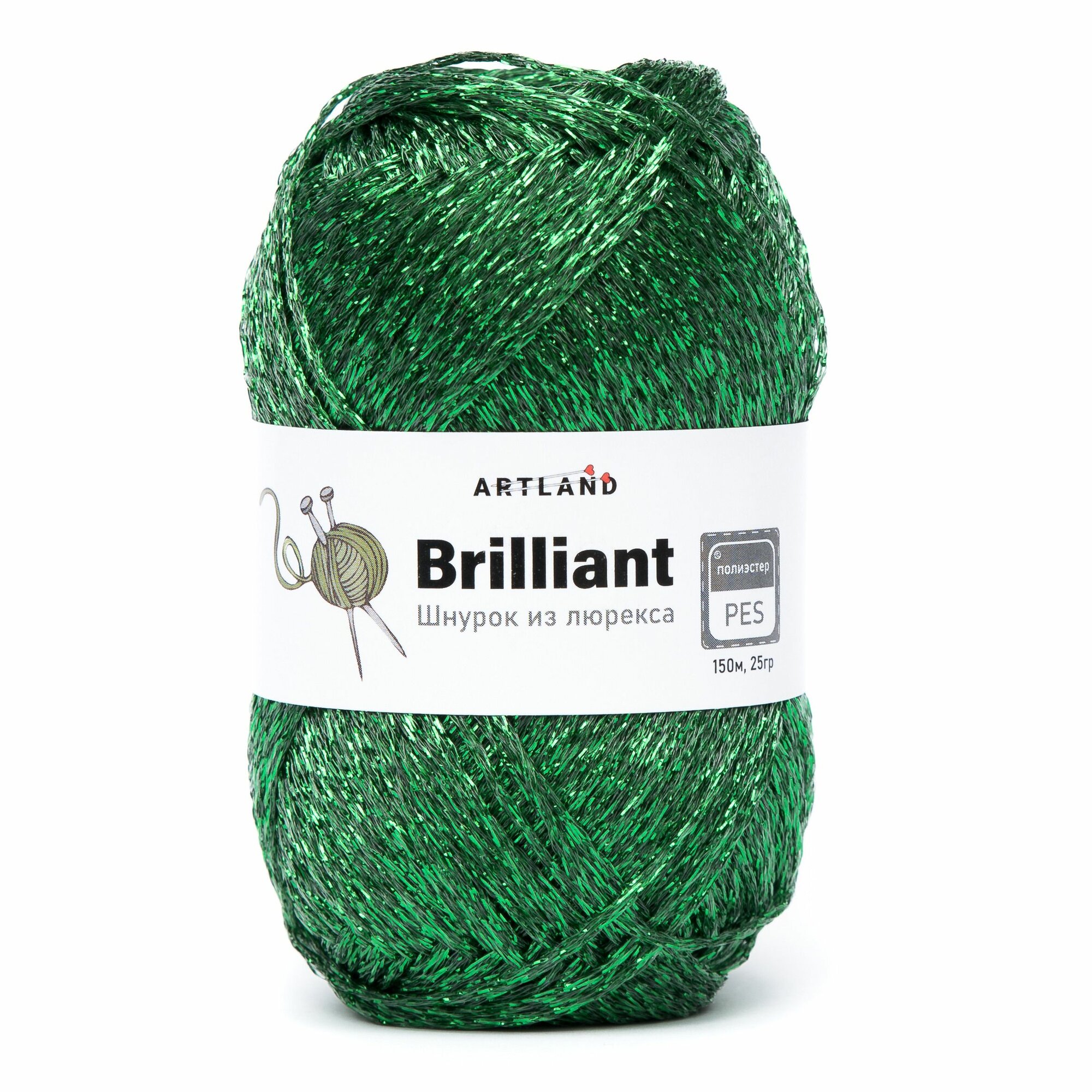 Пряжа Artland Brilliant Шнурок из люрекса 2729 темный изумруд (25г/150м, упаковка 10 мотков)