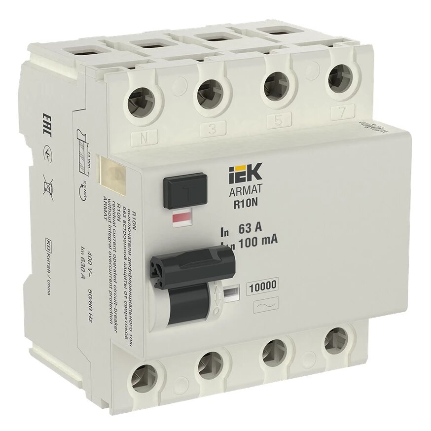 Выключатель дифференциального тока (УЗО) IEK ARMAT (AR-R10N-4-063C100)
