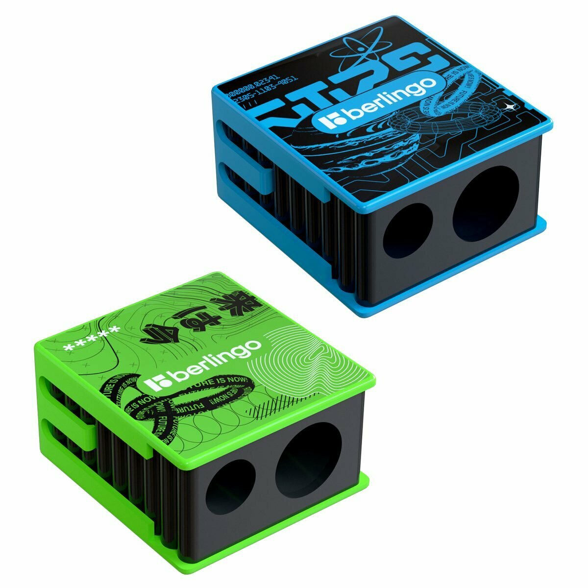 Точилка ручная пластиковая Berlingo Future Tech (2 отверстия) (BBp_15S21), 18шт.