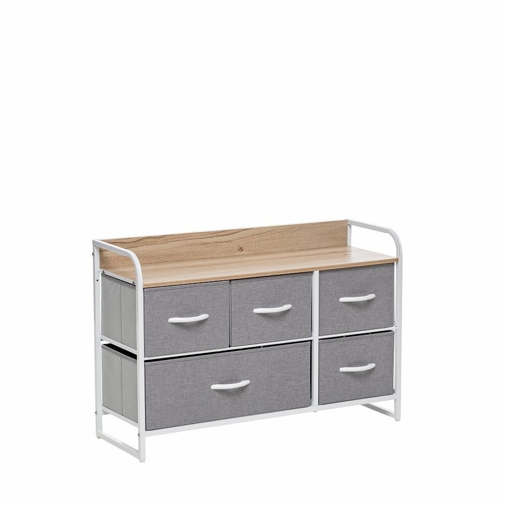 Комод для одежды Ноа широкий, Каркас Белый, Светло-серый