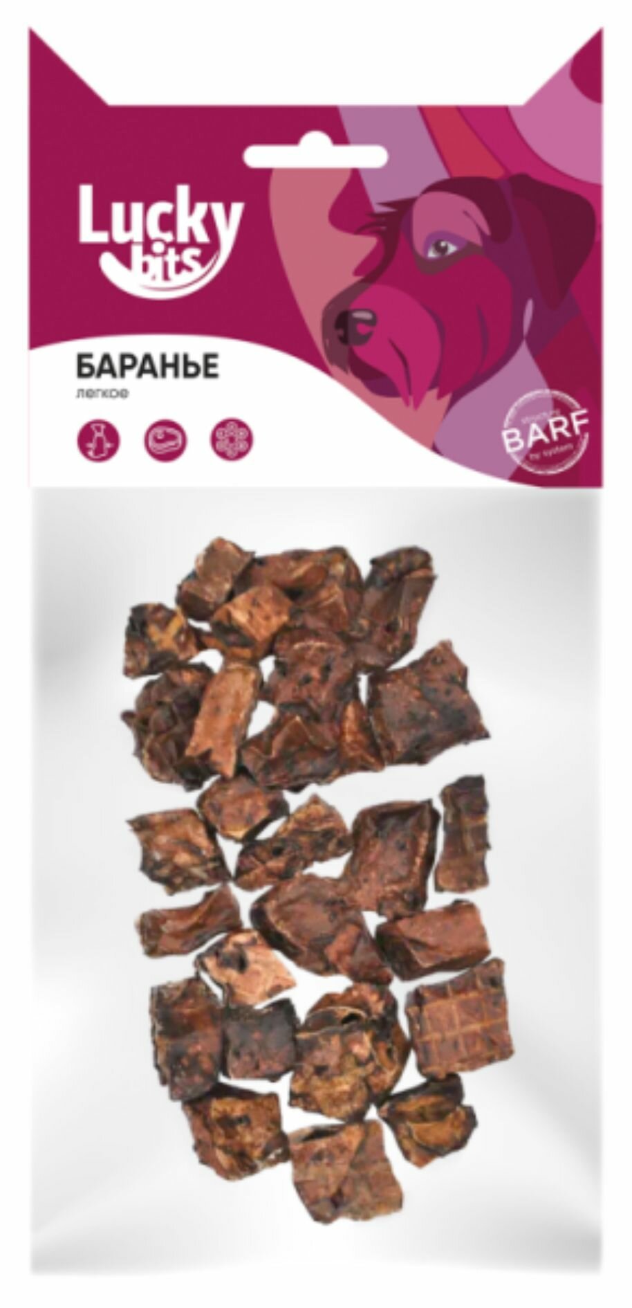 Lucky bits лакомство для собак мелких и средних пород баранье легкое, 40 гр