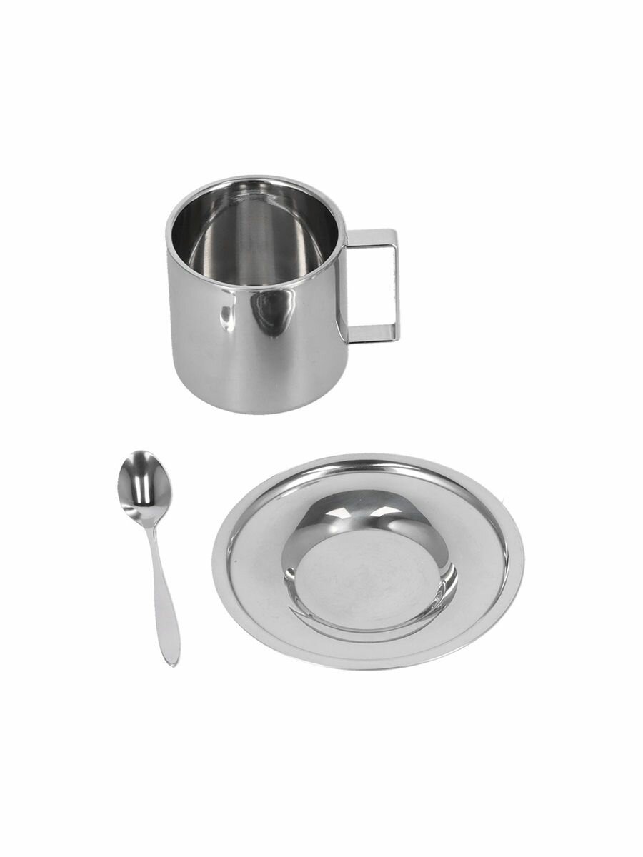 280 мл изолированные кофейные кружки из нержавеющей стали, набор с двойными стенками и блюдцем, ложка, 3 шт./компл. для чашки горячего и холодного чая с молоком