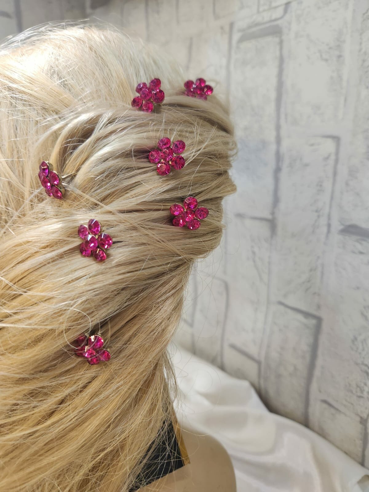 Набор нарядных шпилек "Розовая ромашка" в красивой шкатулке, идеально для девочек и девушек