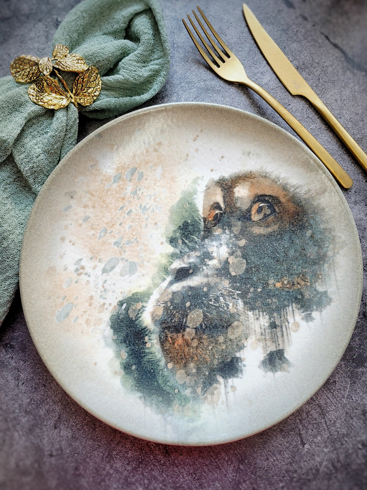 Тарелка круглая, блюдо матовое обезьяна "Саванна" 1 шт, 27 см. Ударопрочный, профессиональный фарфор, для подачи горячих и холодных блюд, закусок. Bonna (Турция)