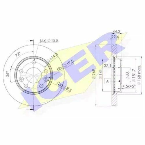 Диск тормозной передний Icer 78BD40092 для Renault Duster