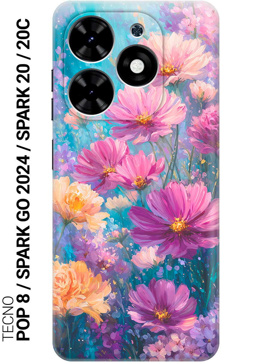 Силиконовый чехол на Tecno Spark Go 2024 / Spark 20 / 20C / Pop 8 с принтом "Палитра полевых цветов"