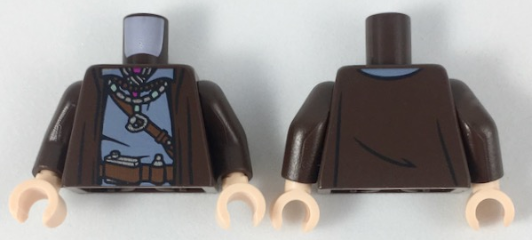 Torso SW Robe with Dark Bluish Gray Tunic, Necklace, Crossbelt and Belt with Gadgets Pattern / Dark Brown Arms / Light Nougat Hands, 973pb2350c01 Dark Brown U
