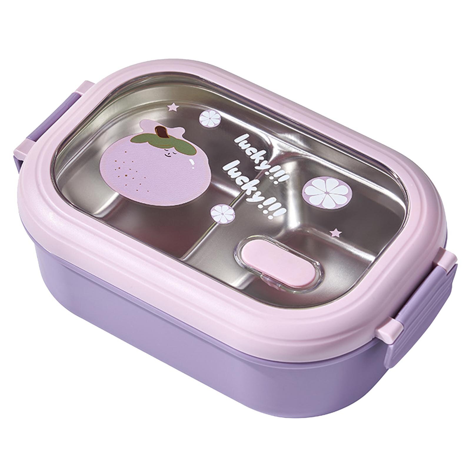 Bento Lunch Box Portable Safe Leakprone Разделенная тепловая коробка для ланч из нержавеющей стали для школьного офиса Purple