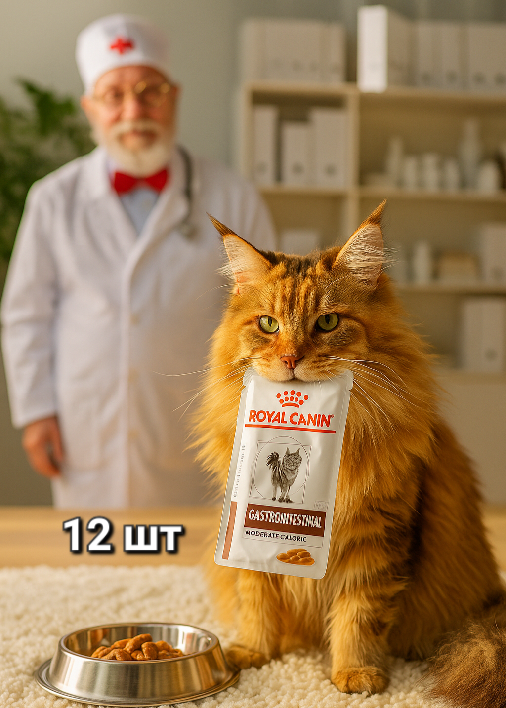 Влажный корм Gastrointestinal moderate calorie для лечения ЖКТ у кошек, 12 шт по 85 гр