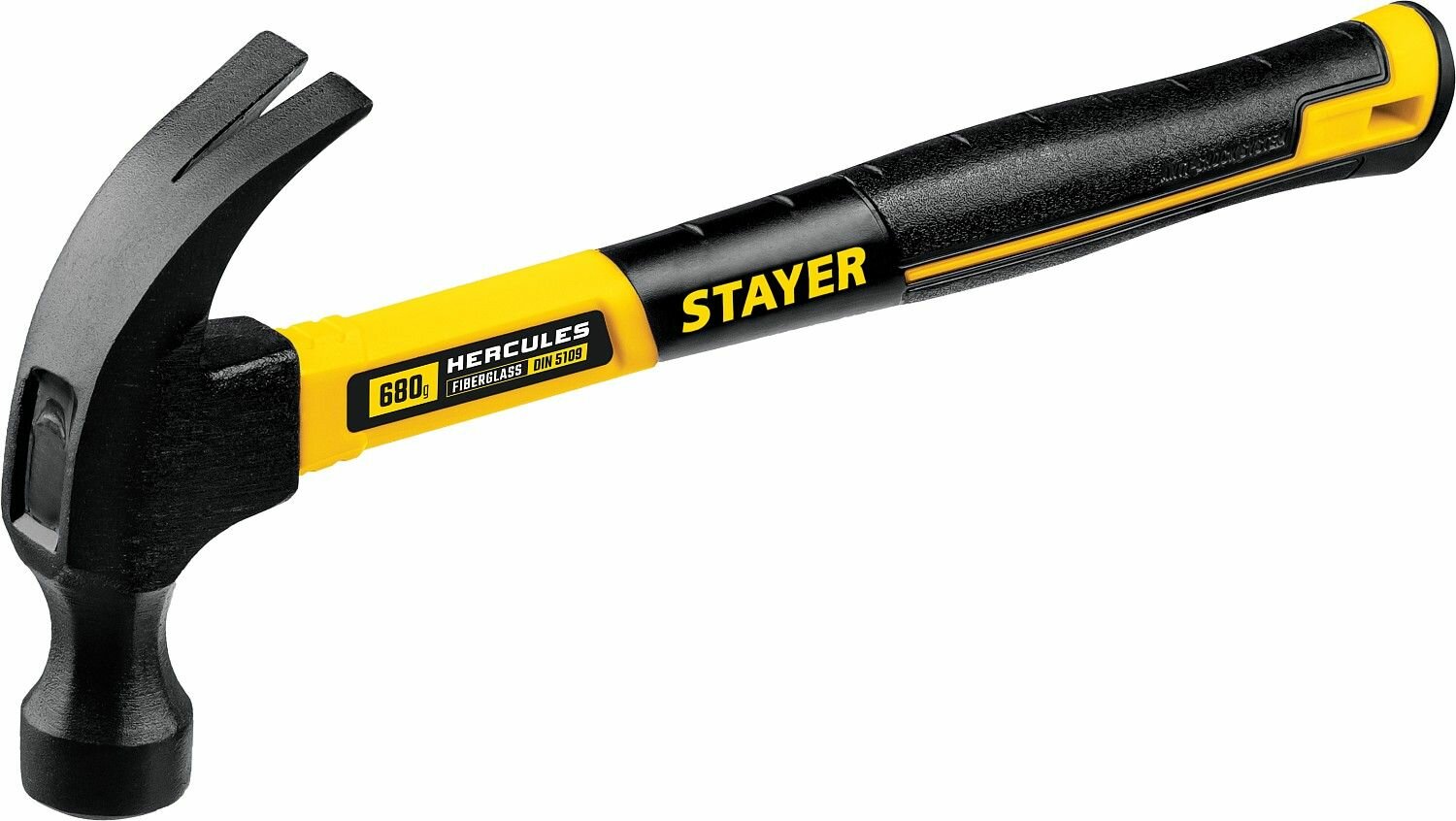 Молоток гвоздодер STAYER столярный, с фиберглассовой ручкой, вес 680 г, с гвоздодёром, серия Professional