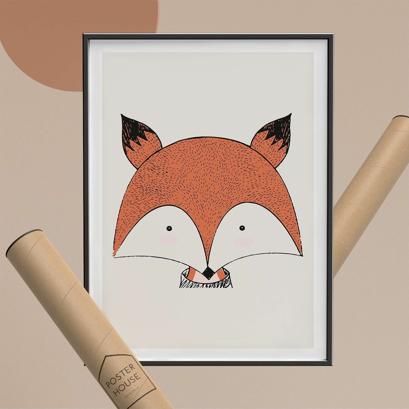 Постер Детский, Лисенок 30х40 см без рамы/ Минималистичный эстетичный плакат в детскую