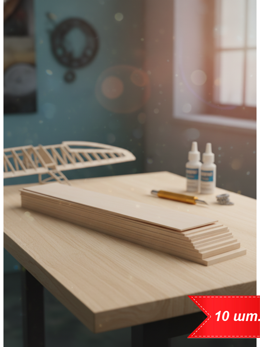 Бальза листовая 2,5 x 100 x 1000мм для авиамоделизма (10 шт.)