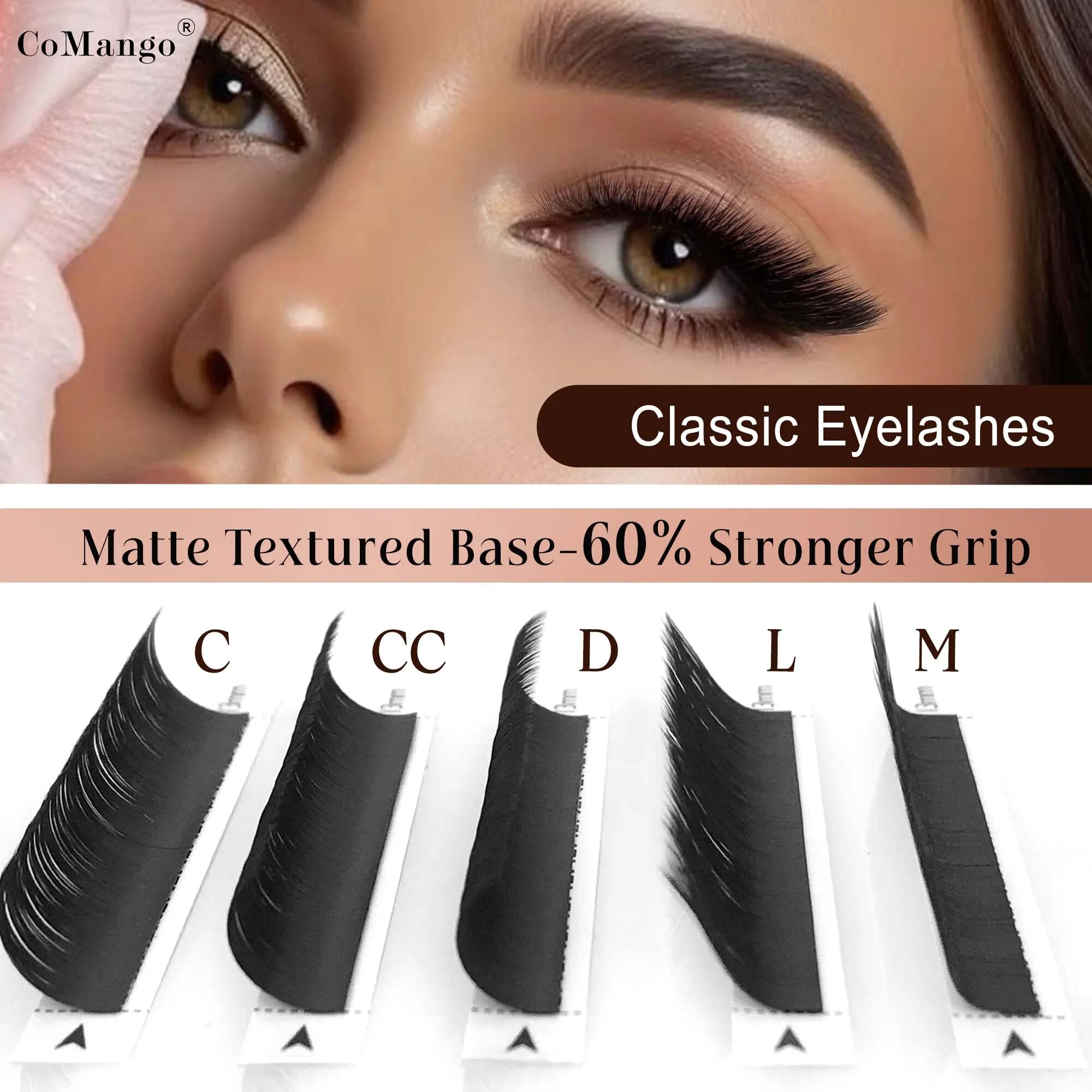 КоМанго классические индивидуальные ресницы 12 рядов М, 0,10 мм