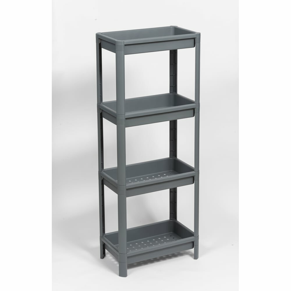 Этажерка VIOLET VIKEA, 4 яруса, серая, пластик, 39x23,4x100,7 см