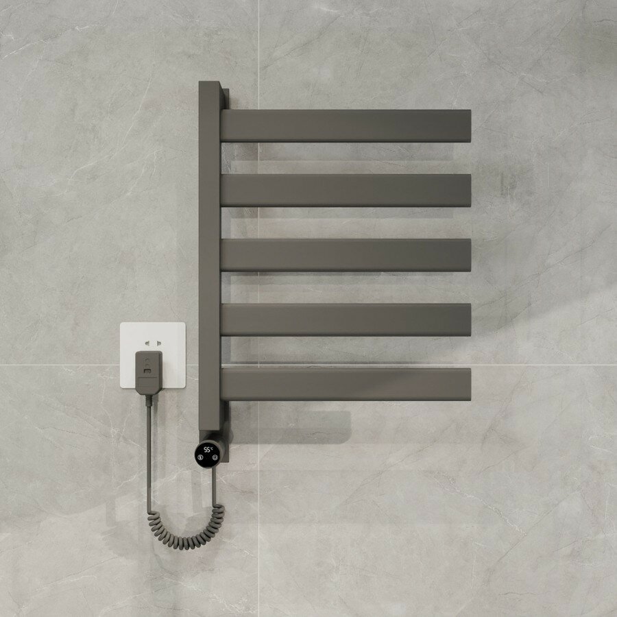 Космический алюминиевый умный электрический подогреваемый полотенцесушитель с постоянной температурой, вращающаяся стойка для хранения из нержавеющей стали без сверления