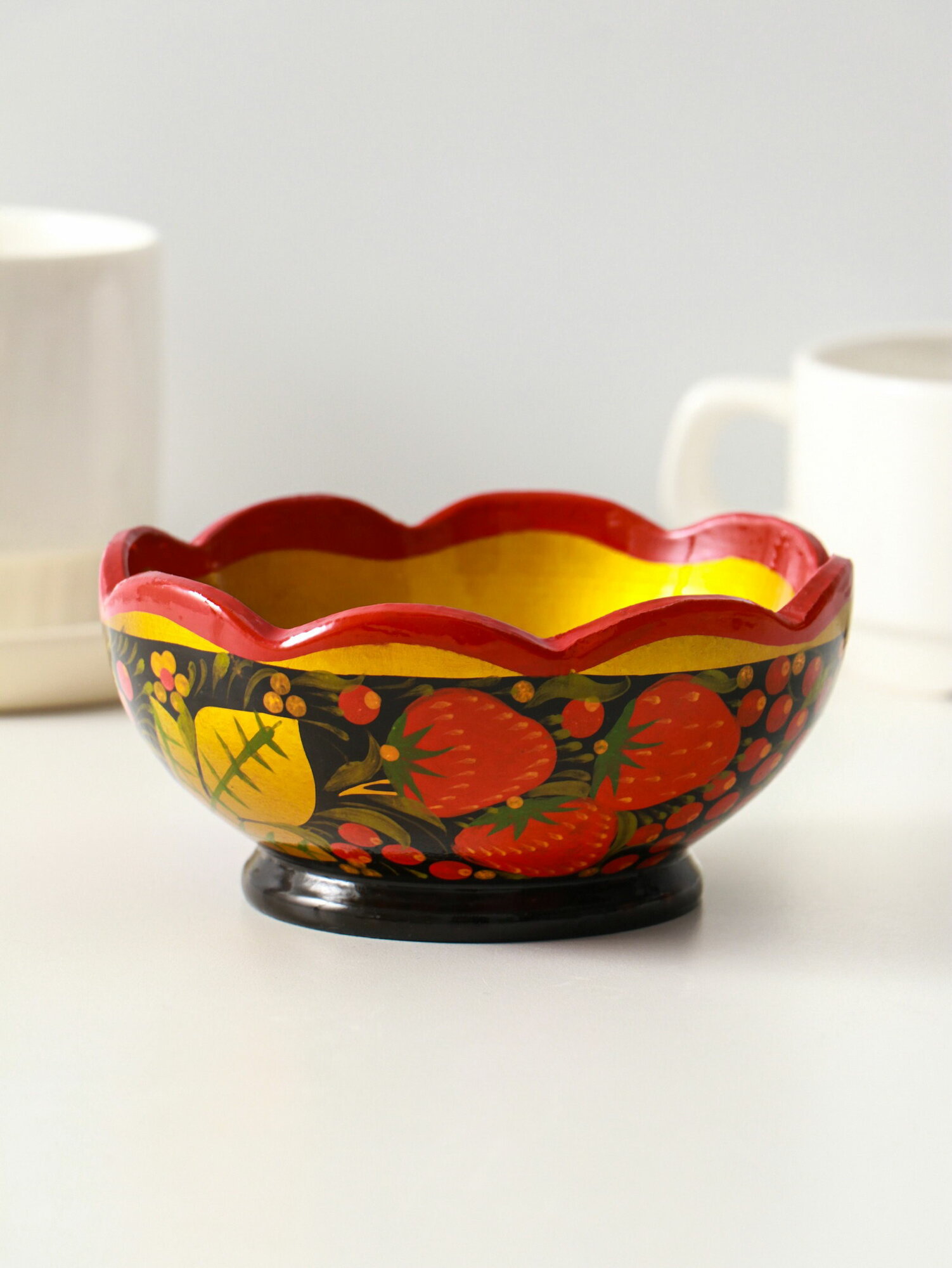 Чашка деревянная хохлома "Резная", миска - салатник, 12x7 см