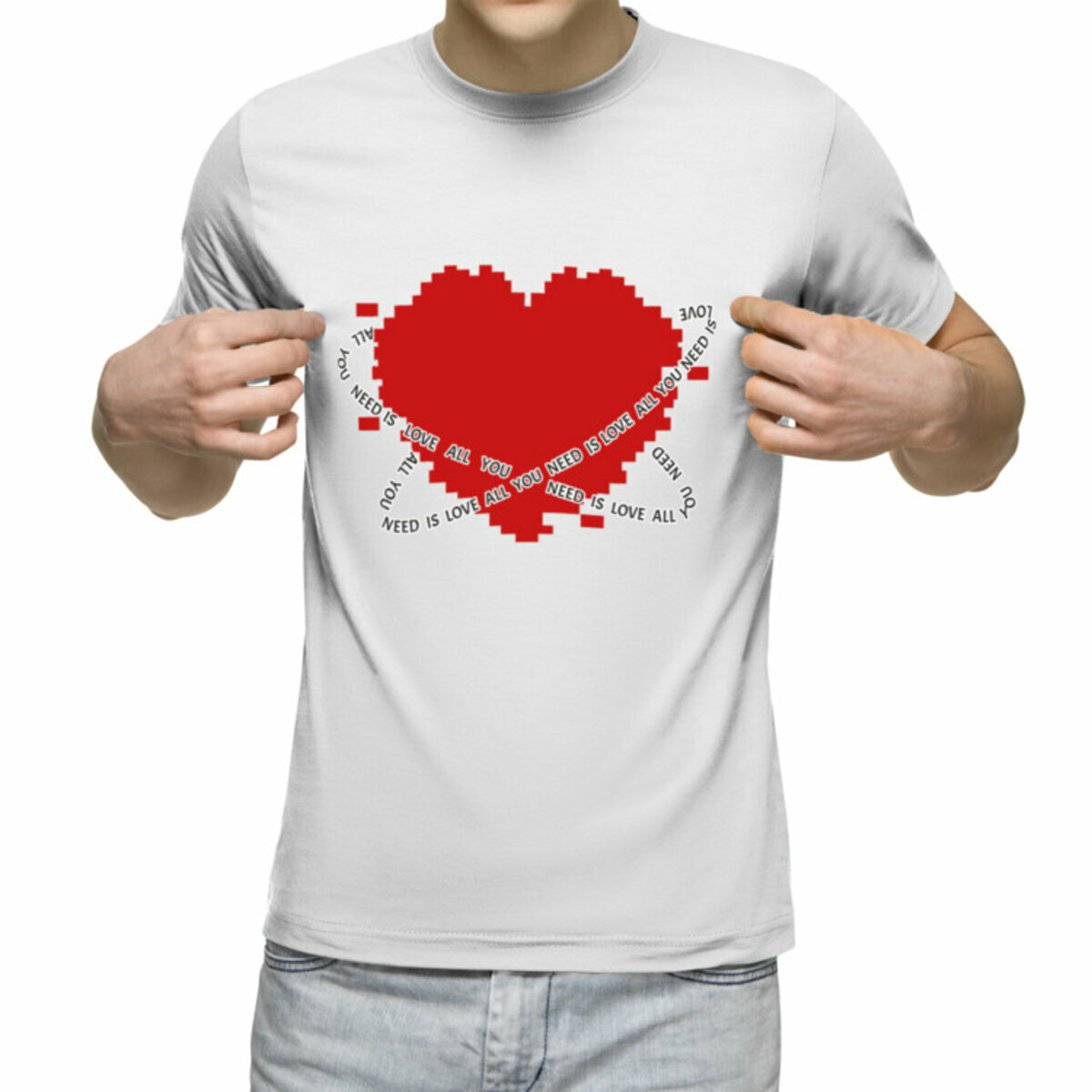 Мужская футболка «Cердце подарок любимому all you need is love» (белый, 3XL)