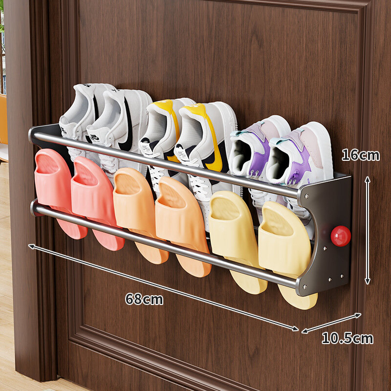 Магнитная обувная полка для ванной, полка для слипера, дренажная полка для хранения, настенная двойная обувная полка, домашняя полка для обуви, подвесная полка