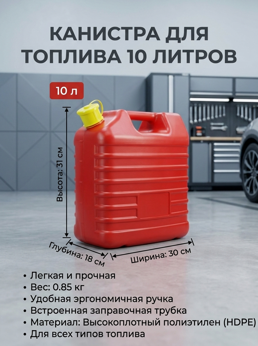 Канистра для ГСМ, Утолщенный пластиковый масляный барабан.10 л