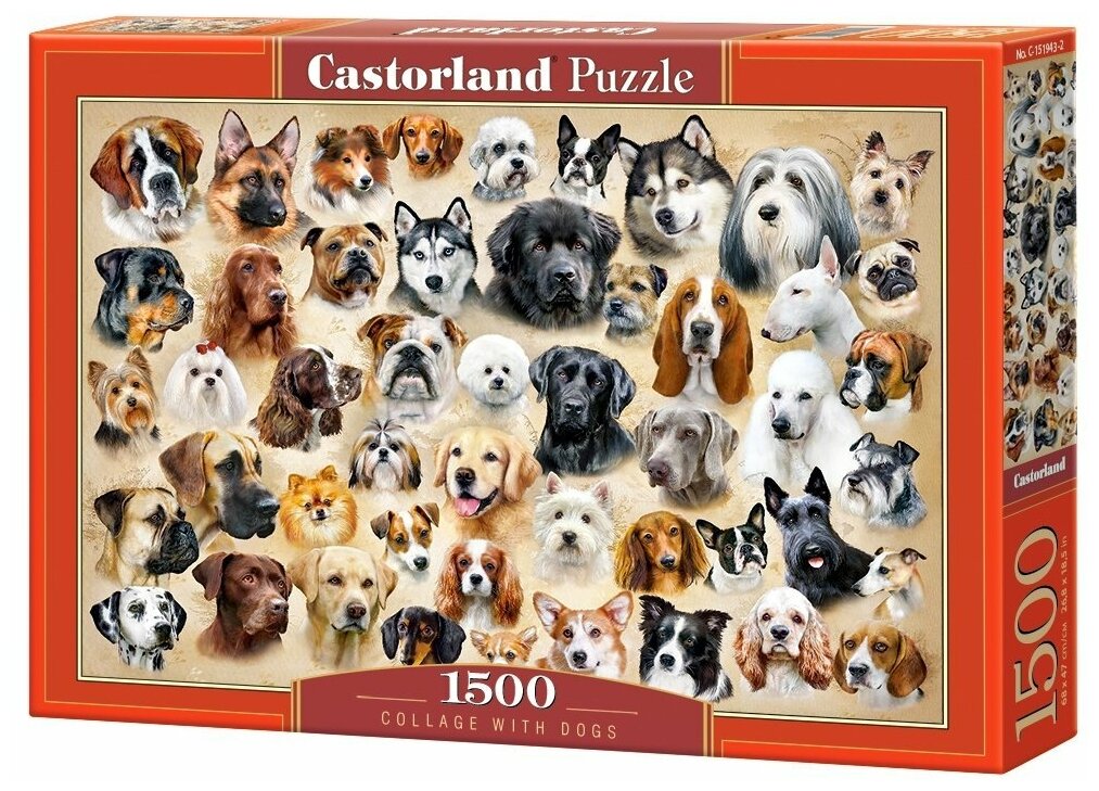 Пазл Castorland 1500 деталей: Породы собак, коллаж