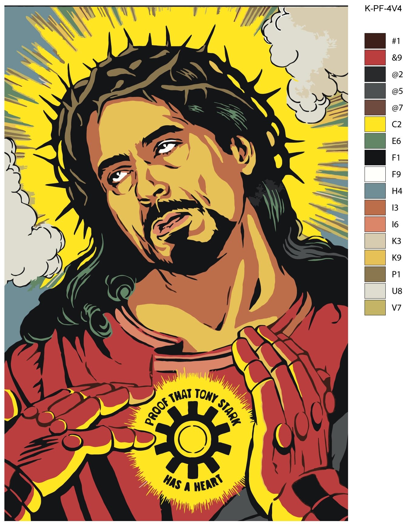 Картина по номерам, 72 x 108, R0L1-K-PF-4V4, поп арт, иисус, "Живопись по номерам", набор для раскрашивания, раскраска