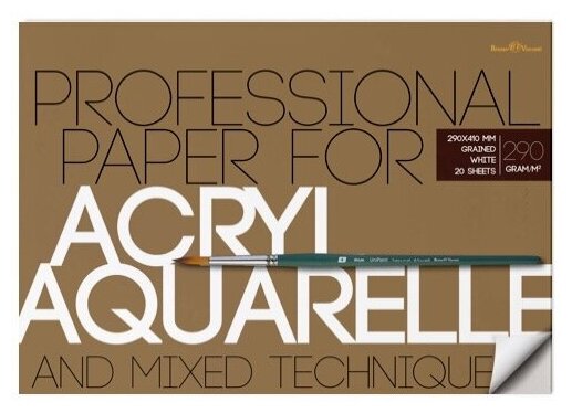 Блок - склейка BrunoVisconti, для акварели, акрила, А3 (410х290 мм), 20 л, 1 вид, Арт. 1-20-036