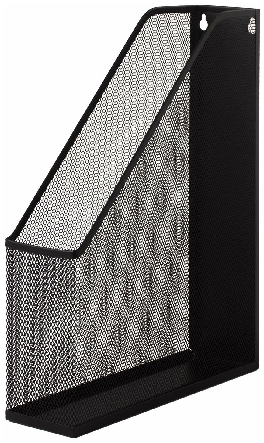 Лоток вертикальный для бумаг BRAUBERG "Germanium" (250х72х315 мм), металлический, черный, 231948