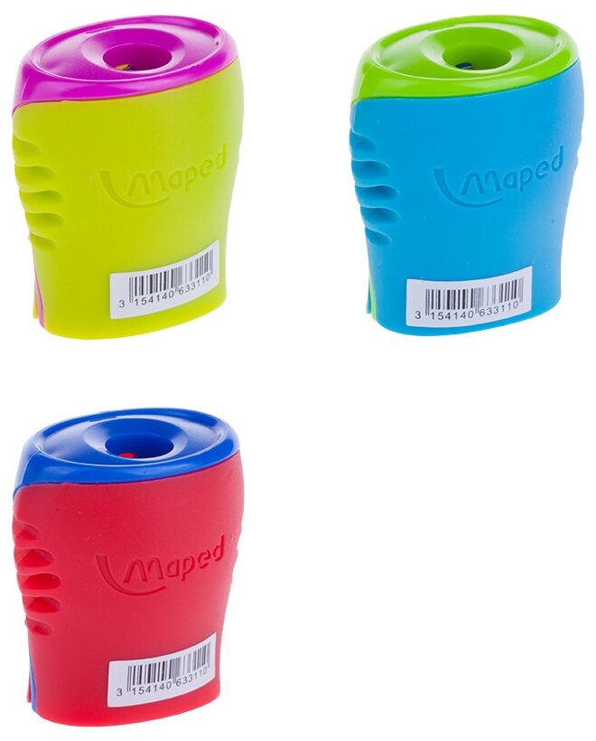 Точилка пластиковая "BOOGY" 1 отверстие, контейнер, ассорти