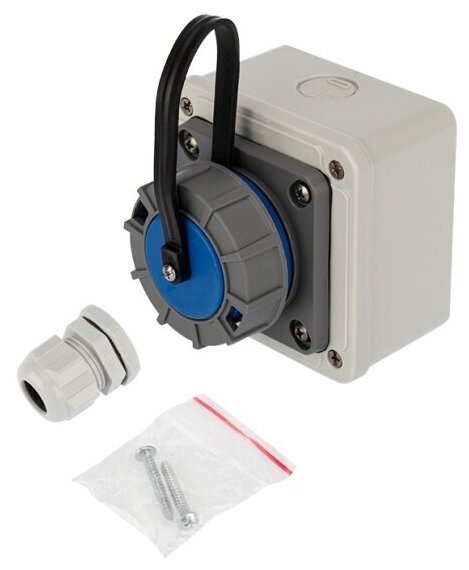 Розетка Rexant стационарная 16 А, 2Р+РЕ, 220В, IP68, 111-125