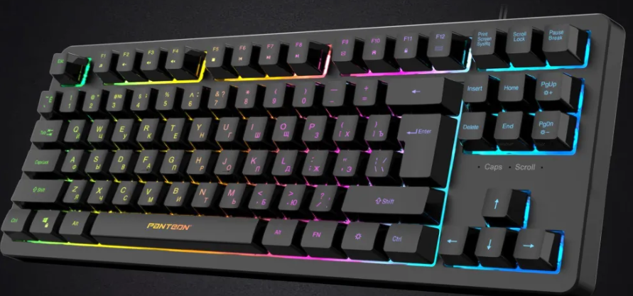 Клавиатура проводная Jet.A Panteon M180 игровая Rainbow с LED подсветкой, 87 кл, черная