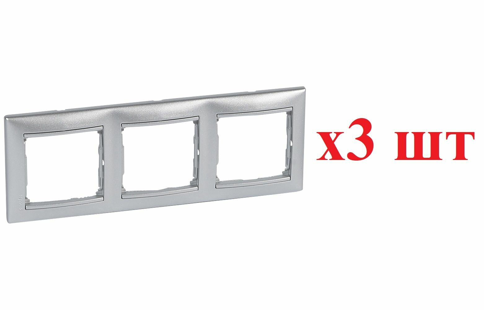 Рамка Legrand Valena 770154, 4 поста, горизонтальный монтаж, алюминий, 3 шт.