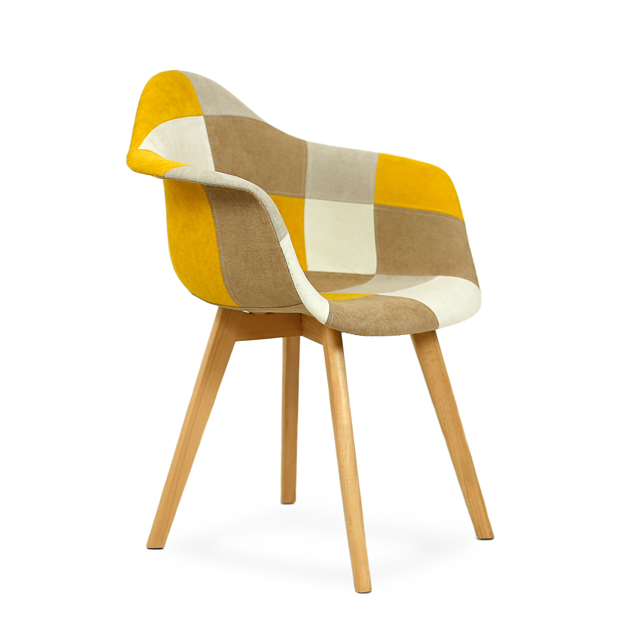 Кресло N-18 Barneo разноцветный, светлое дерево, ткань, дерево, мягкое сиденье, с подлокотниками