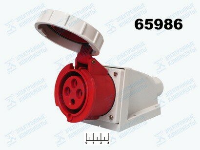 Разъем силовой гнездо 4pin 32A (1241) на кабель с крышкой