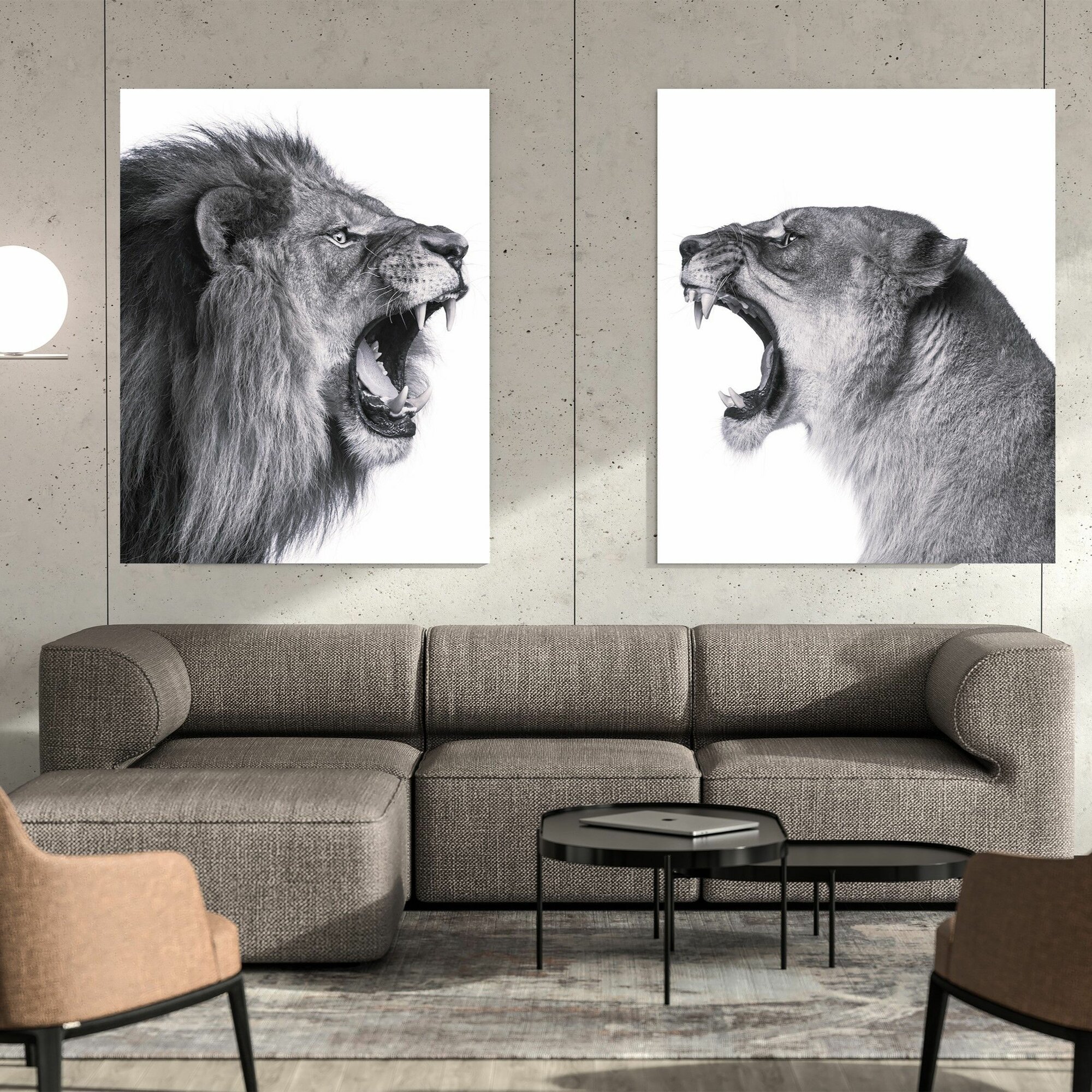 Leyla art Набор картин на холсте Животные Лев и Львица, размеры 40х60, 2 шт