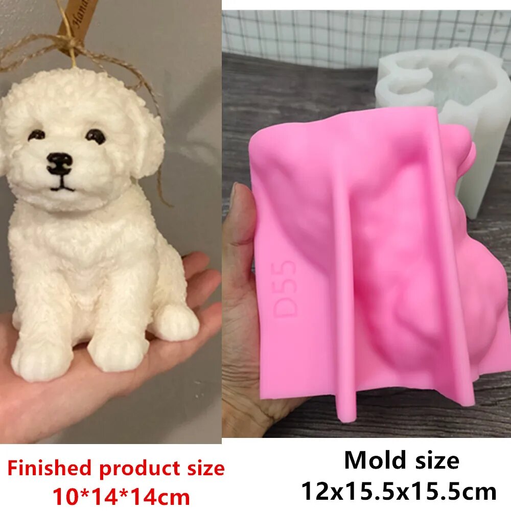 Силиконовая форма для свечей Собачка, Розовый, Large dog mold