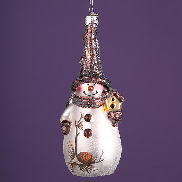 Елочная игрушка Снеговик Лесничий 16 см в подарочной коробке, стекло, Winter Deco, 4060463-wd