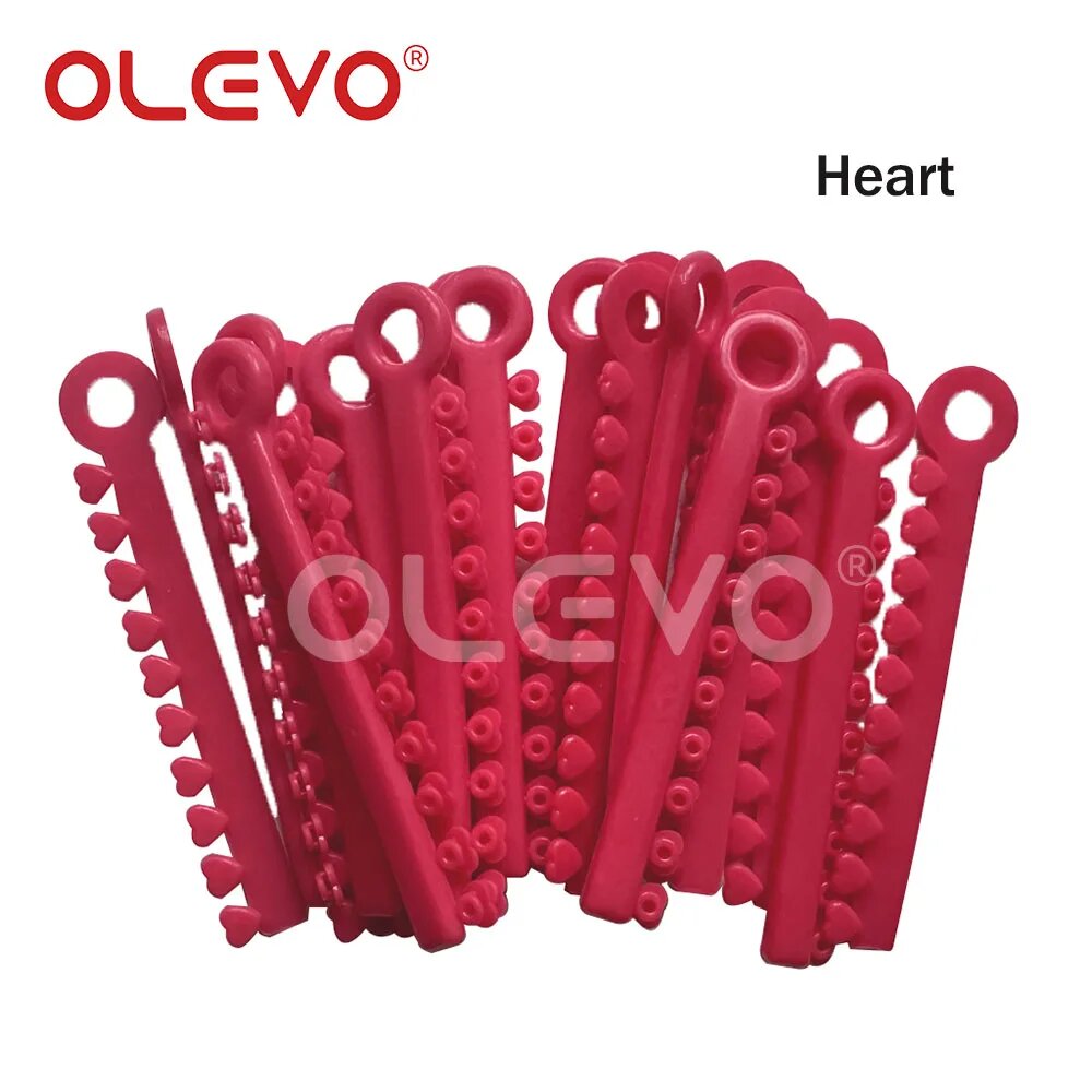 OLEVO Лигатурные резинки для брекетов, Red Heart, 200 шт.