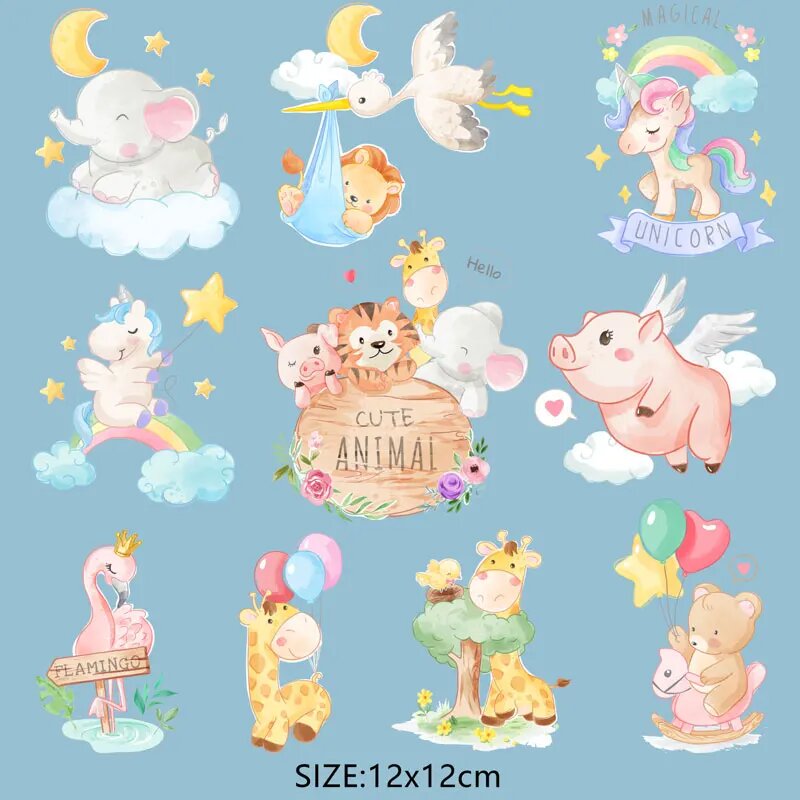 Термоклейкие нашивки с изображением совы и единорога 14