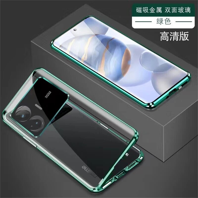 Чехол 360° для Realme GT Neo 5/GT3, изумрудный, стекло