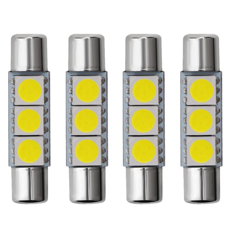 4 шт. гирлянда 29 мм C5W 3 SMD 5050 светодиодный автомобильное интерьерное зеркало для туалетного столика солнцезащитный козырек лампочка лампа DC12V